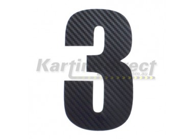 Number 3 Decal Small Black Carbon Fibre Style Sticker