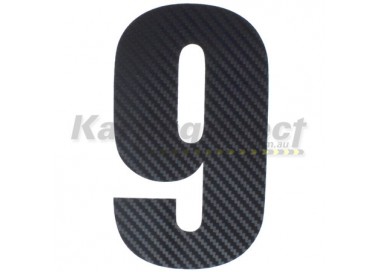 Number 9 Decal Large Black Carbon Fibre Style Sticker